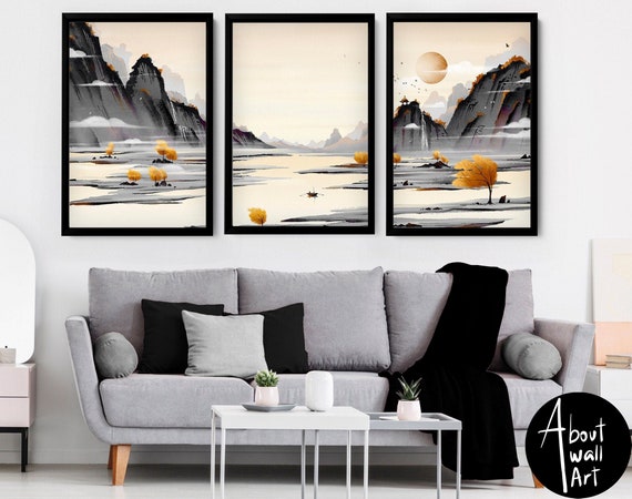 Calming Watercolor Painting Print Set of 3 Minimalist Wall | Etsy