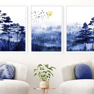 Calming Watercolor Painting Print Set of 3 Minimalist Wall - Etsy