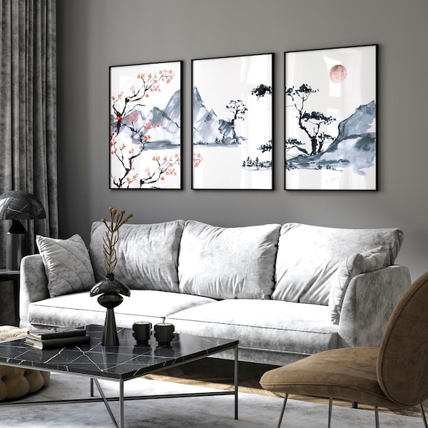 Japandi Canvas Wall Art for Living Room Japanese Zen Painting - Etsy