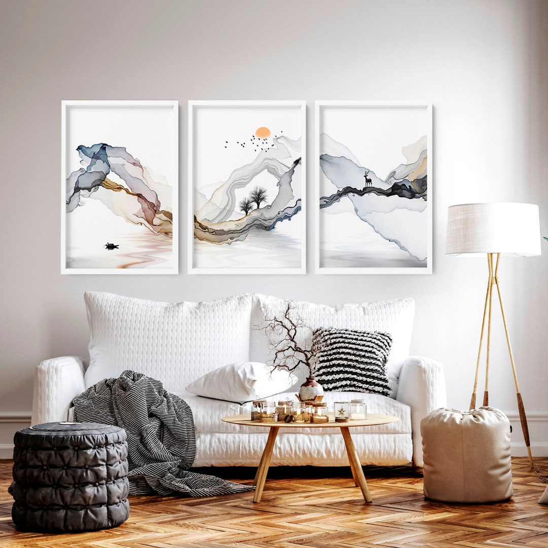 Home Decor Wall Hanging Set X 3 Prints for Office Decor or Living Room ...