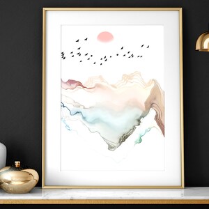 Calming Watercolor Painting Print Set of 3 Minimalist Wall - Etsy