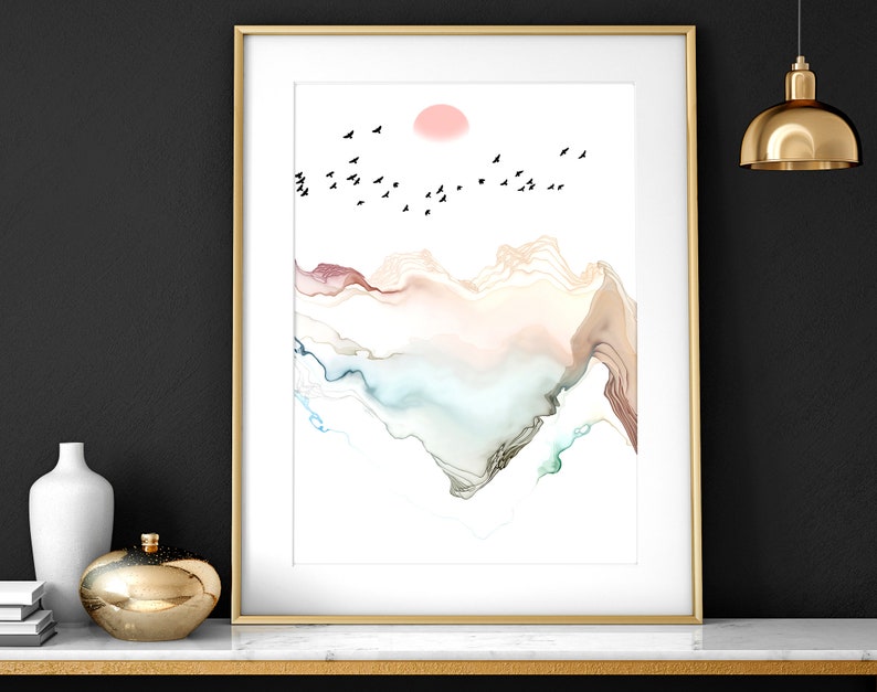 Calming Watercolor Painting Print Set of 3 Minimalist Wall - Etsy