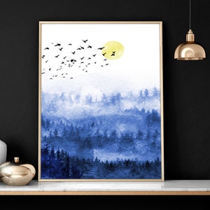 Calming Watercolor Painting Print | Set of 3 Minimalist Wall Prints ...