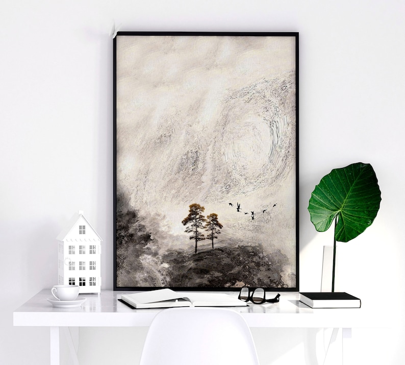 Earth Tone Landscape Painting Set of 3 Framed Wall Art Prints for a ...