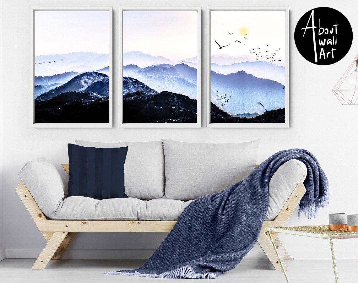Calming Watercolor Painting Print Set of 3 Minimalist Wall | Etsy