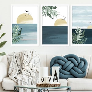 Calming Watercolor Painting Print Set of 3 Beach Decor Wall - Etsy
