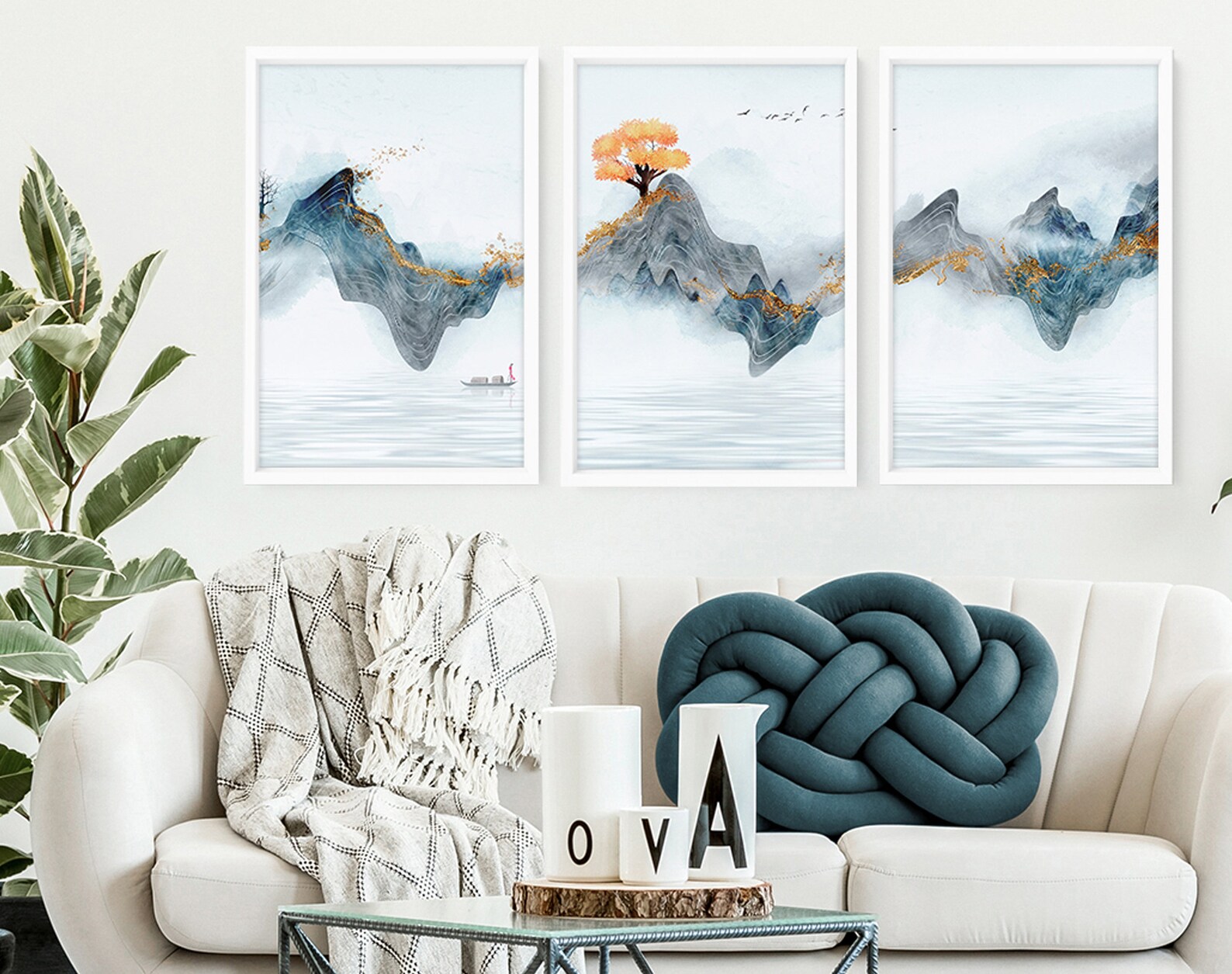 Calming Watercolor Painting Print Set of 3 Minimalist Wall - Etsy