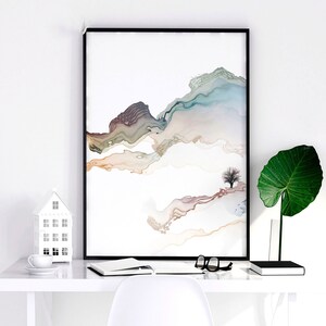 Calming Watercolor Painting Print | Set of 3 Minimalist Wall Prints ...