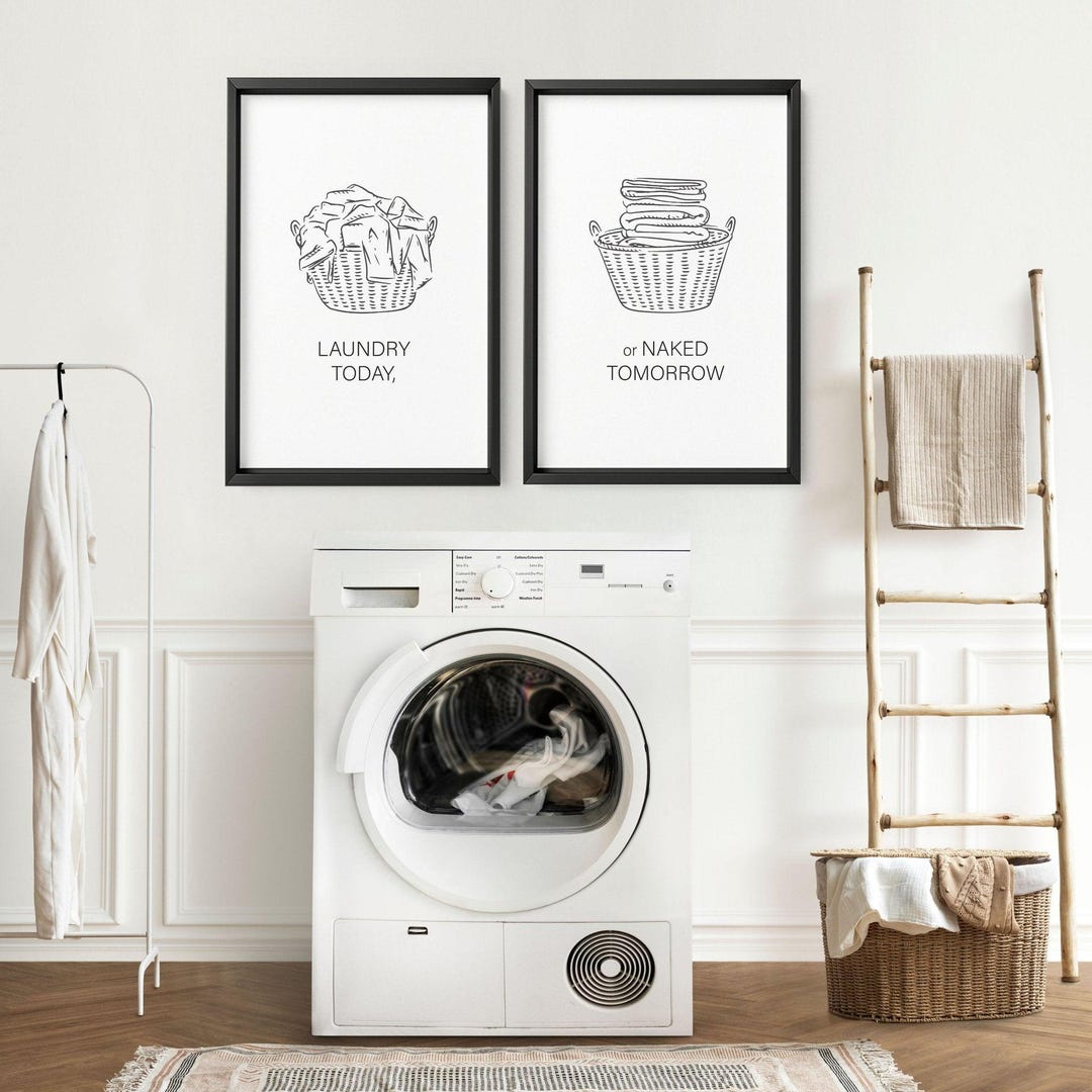 Laundry Room Home Decor Set of 2 Framed Wall Art Prints, Contemporary ...