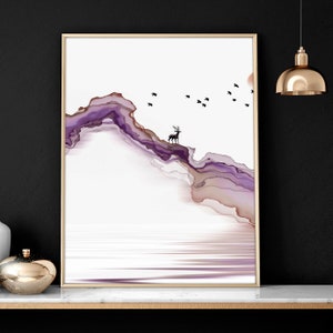 Calming Watercolor Painting Print | Set of 3 Minimalist Wall Prints ...
