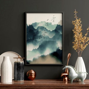 Calming Watercolor Painting Print | Set of 3 Minimalist Wall Prints ...