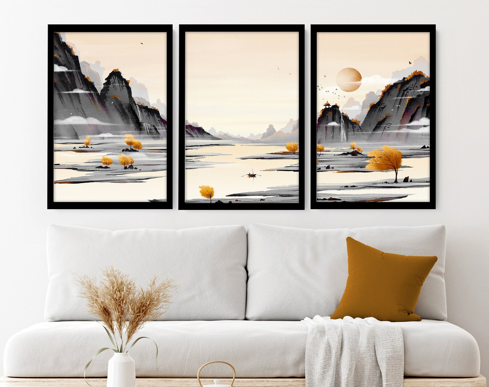 Calming Watercolor Painting Print Set of 3 Minimalist Wall - Etsy