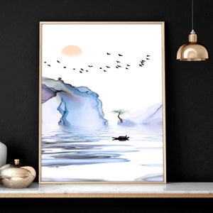 Calming Watercolor Painting Print Set of 3 Minimalist Wall Prints Zen ...