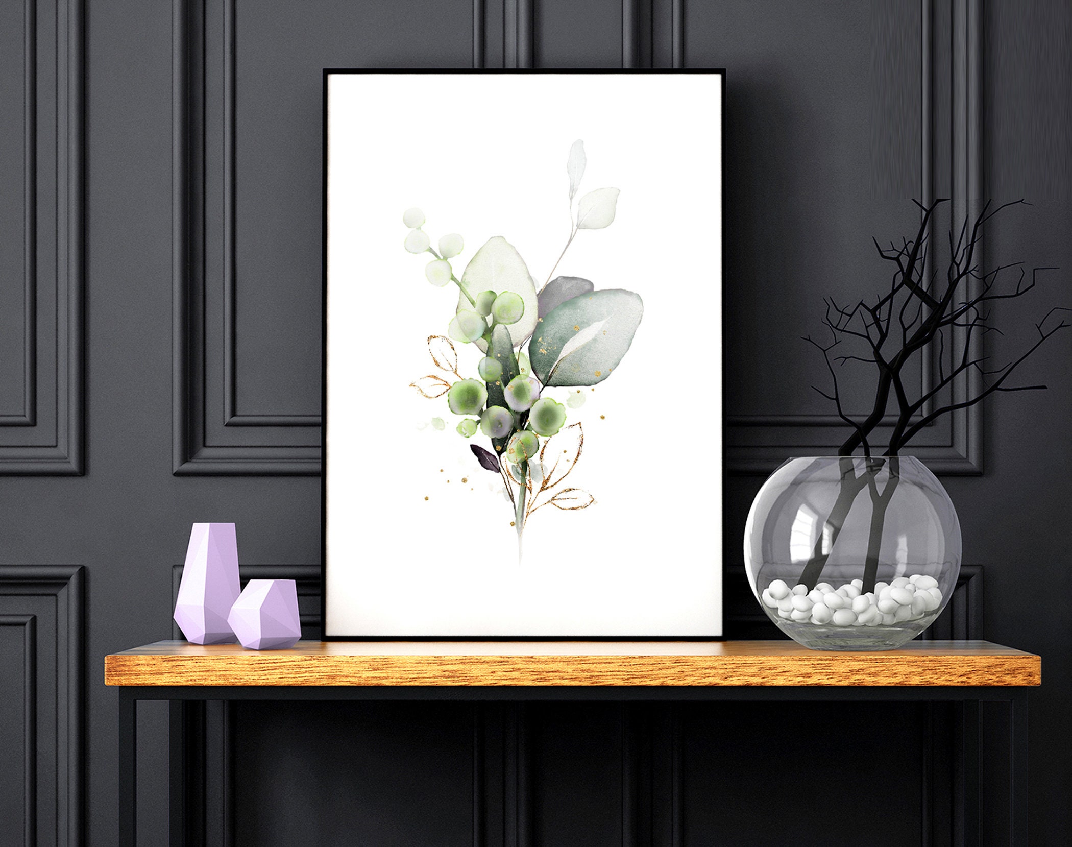 Botanical Watercolor Greenery Set of 3 Piece Wall Art Decor | Etsy