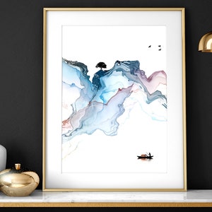 Calming Watercolor Painting Print Set of 3 Minimalist Wall - Etsy