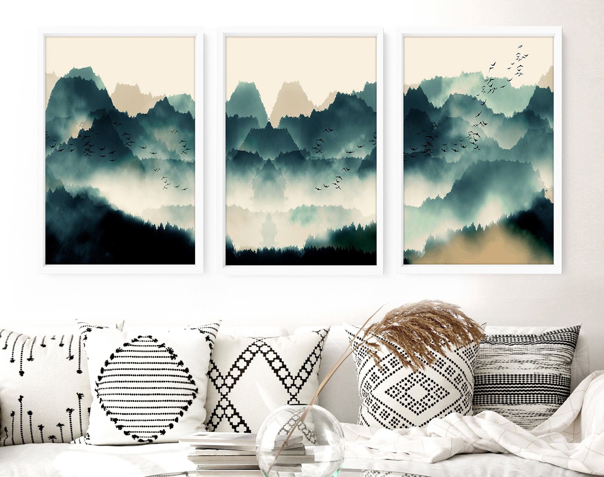 Calming Watercolor Painting Print Set of 3 Minimalist Wall - Etsy UK
