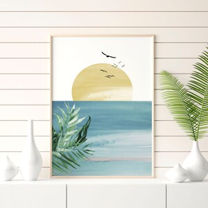 Calming Watercolor Painting Print | Set of 3 Beach Decor Wall Prints ...