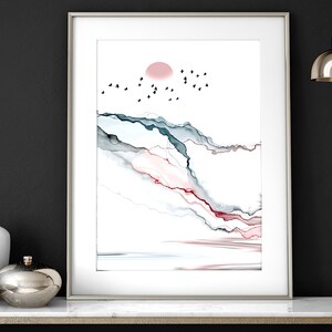 Calming Watercolor Painting Print Set of 3 Minimalist Wall - Etsy