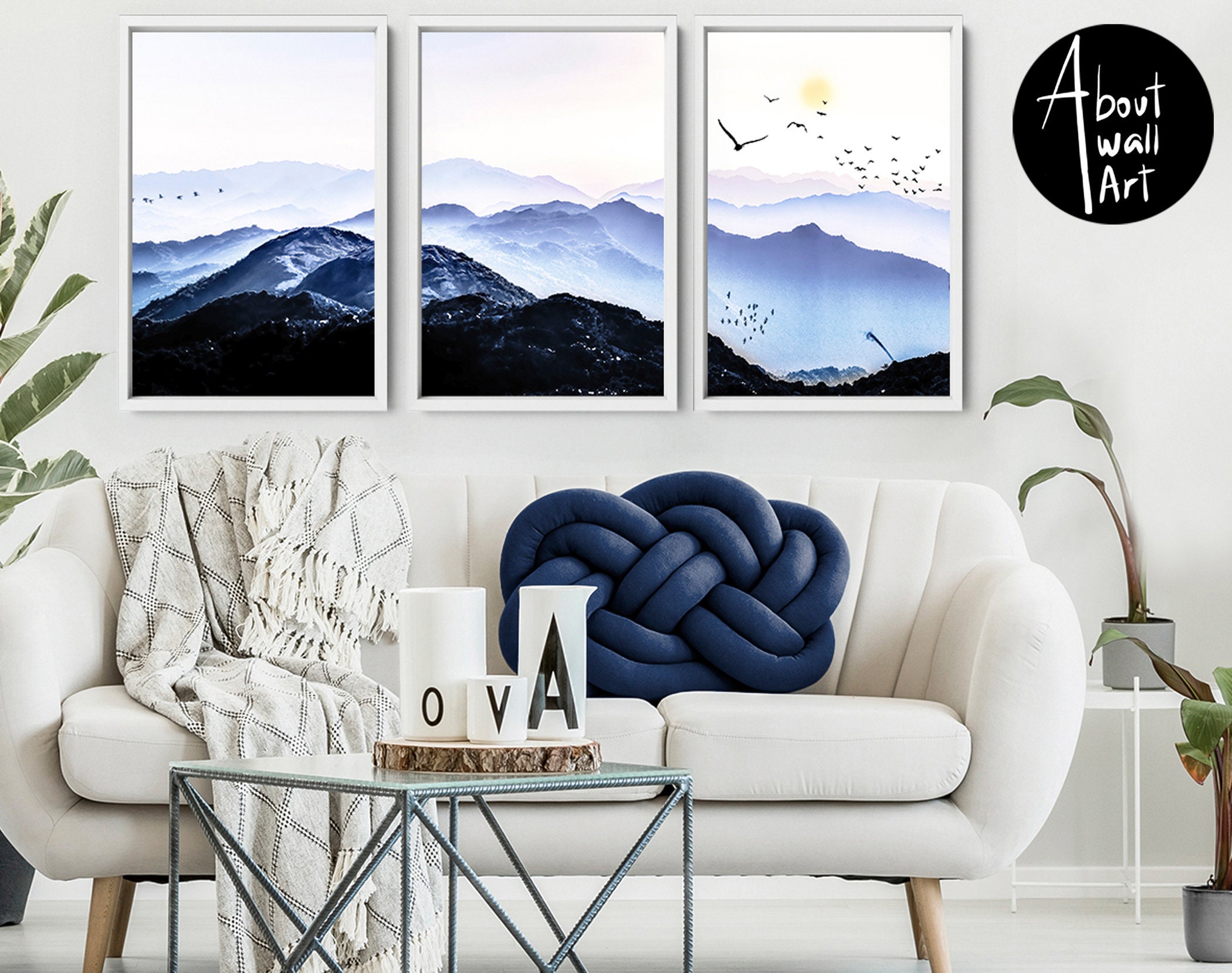 Calming Watercolor Painting Print Set of 3 Minimalist Wall | Etsy