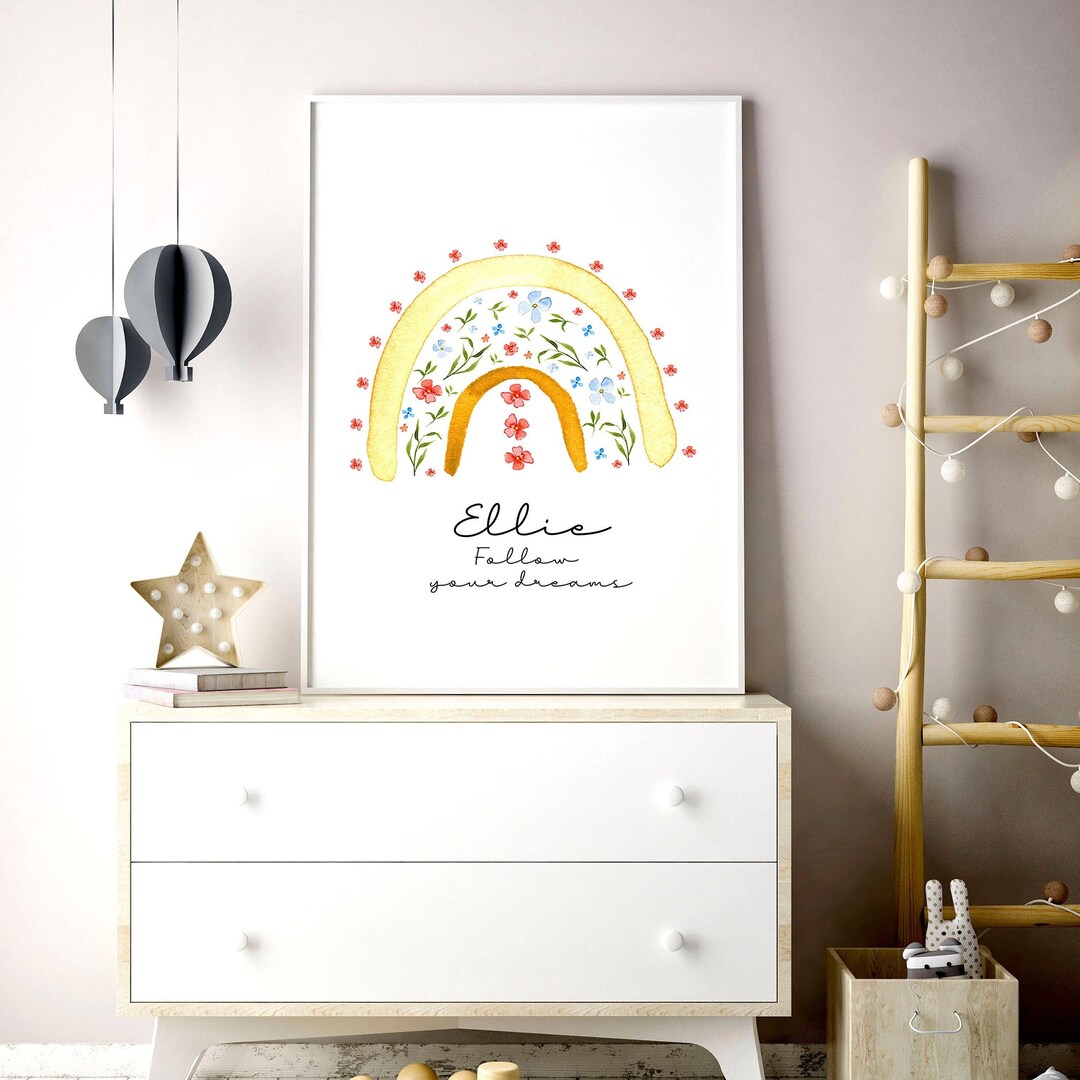 Cottage Kern Regenbogen gerahmte Wand Kunst Druck für kleine Mädchen ...