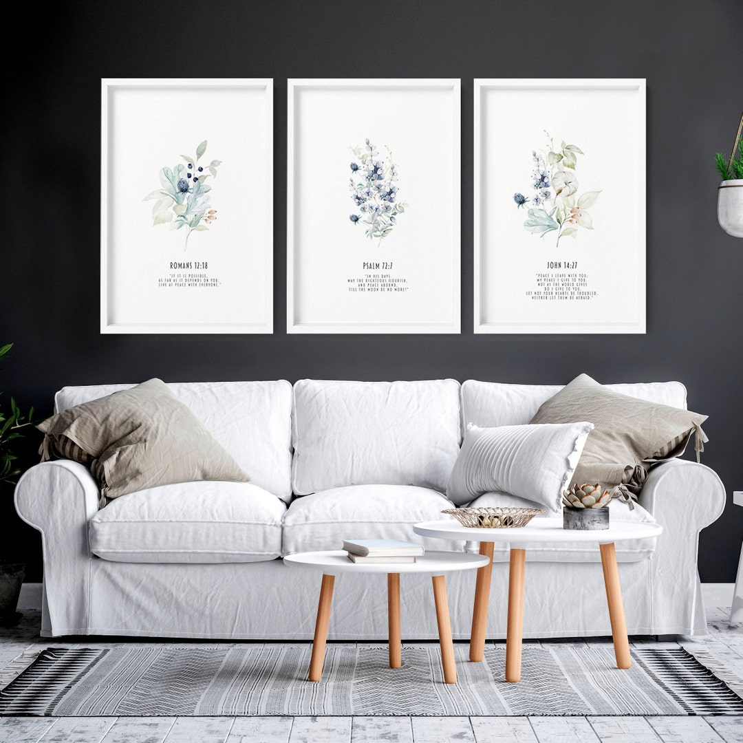 Christian Bible Scripture Wall Art Prints, Set of 3 Bible Sketches ...