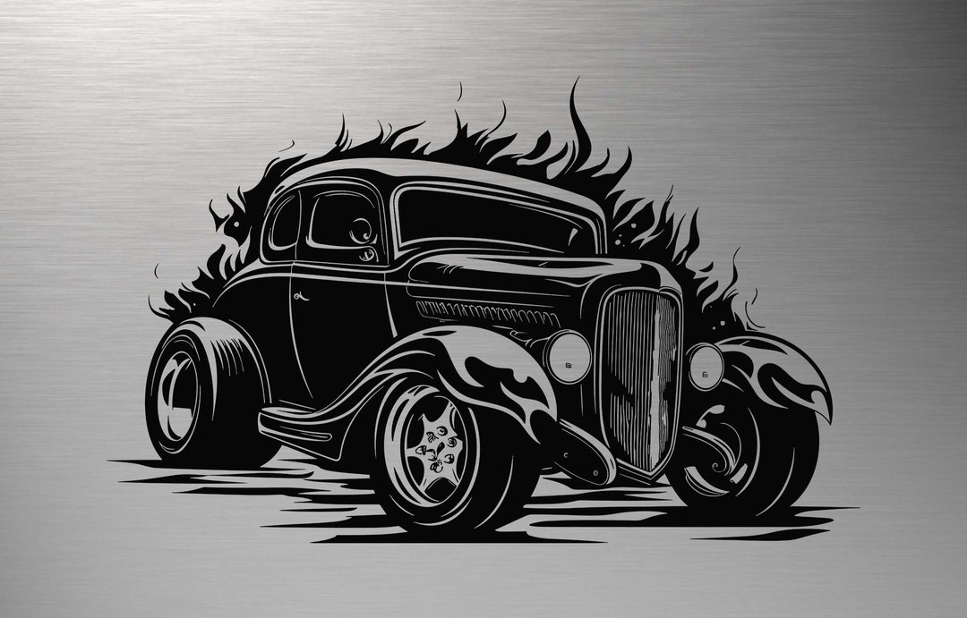 Hot Rod SVG, Vintage Car SVG, Muscle Car Silhouette, Retro Car Svg, Hot ...