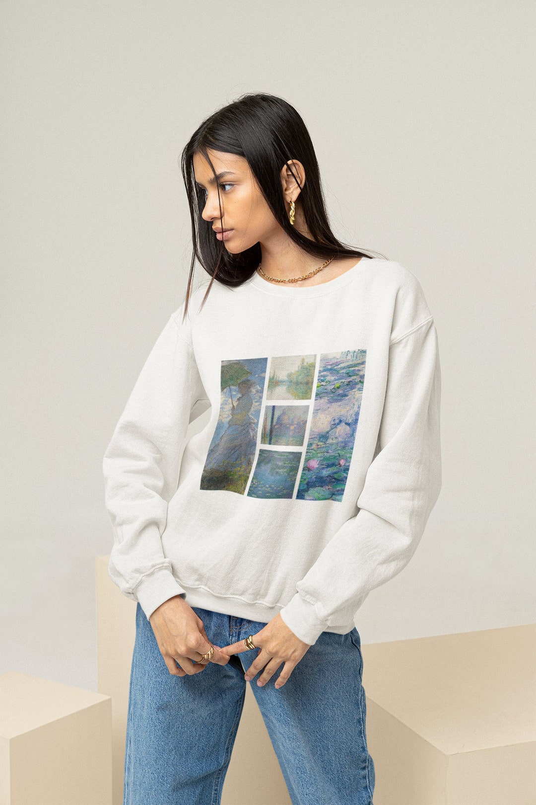 Claude Monet Impressionist Art Sweater, Artsy Aesthetic Graphic Sweater ...