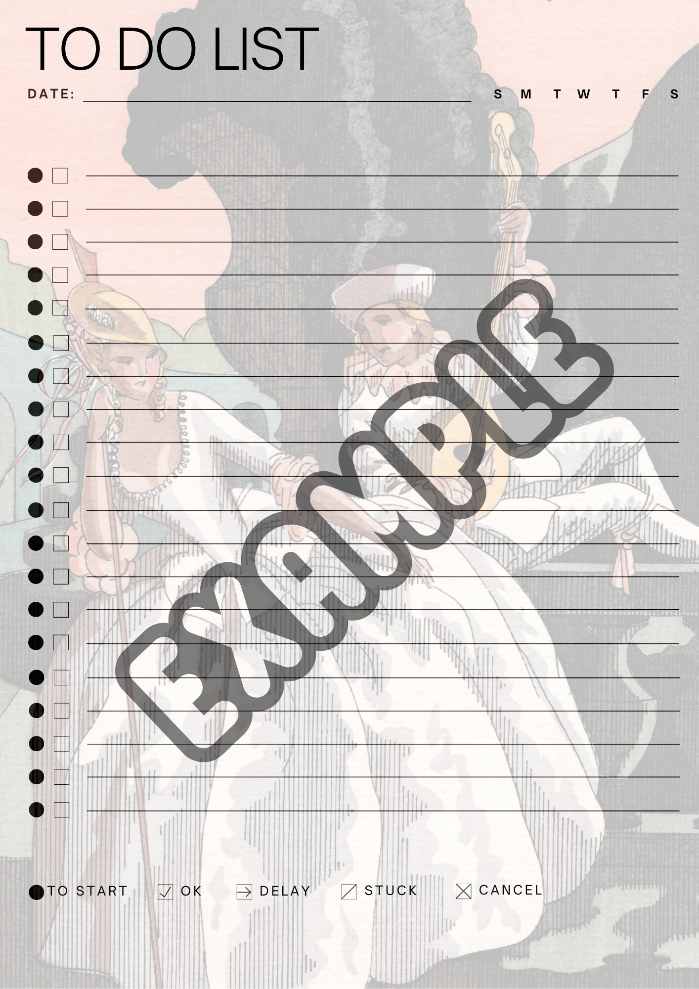 A4 man Singing Printable To-do List featuring Rare Art Work - Etsy