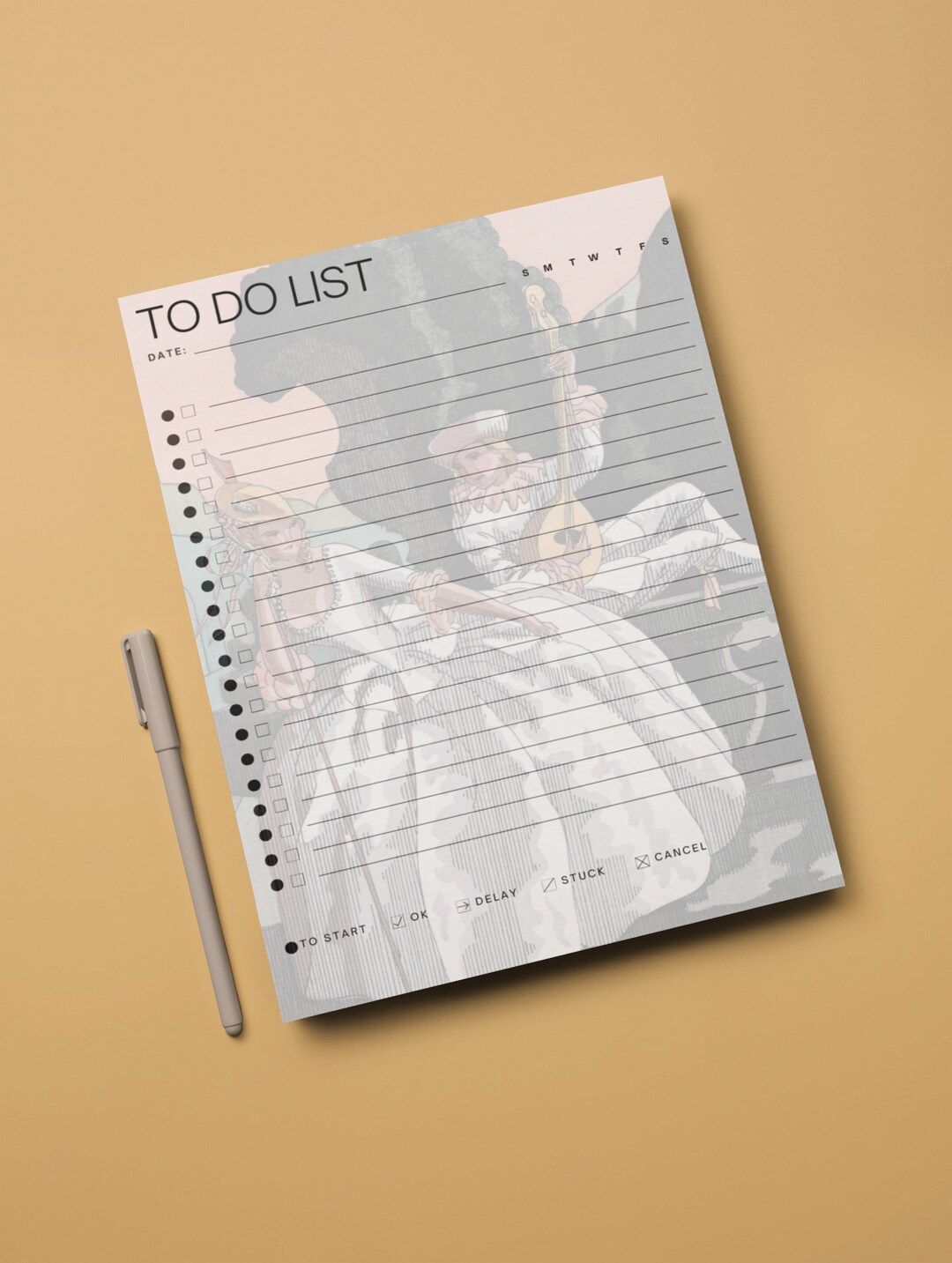 A4 man Singing Printable To-do List featuring Rare Art Work - Etsy