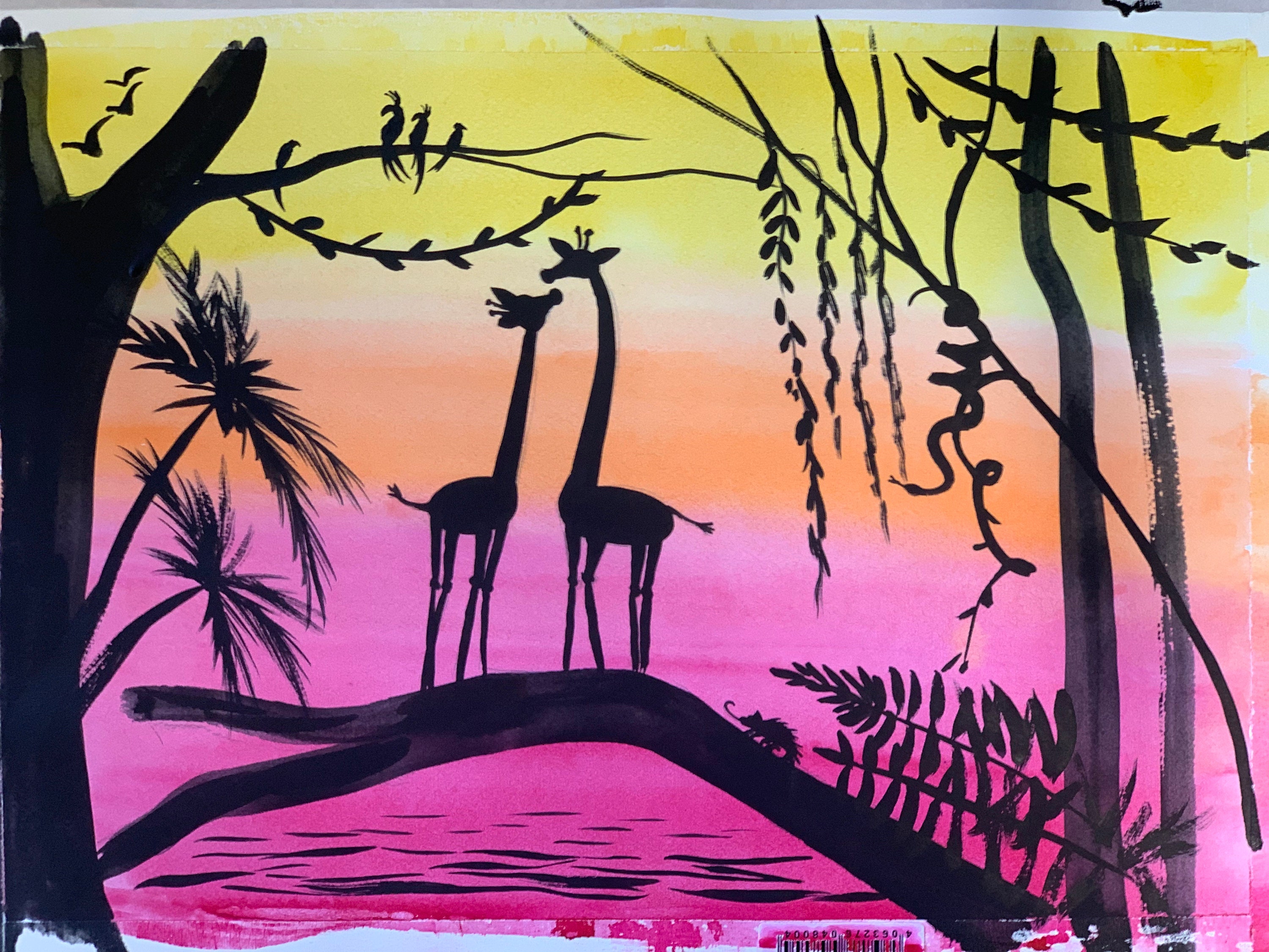 Jungle Silhouettes Original Jungle Wall Art Jungle Sunset - Etsy