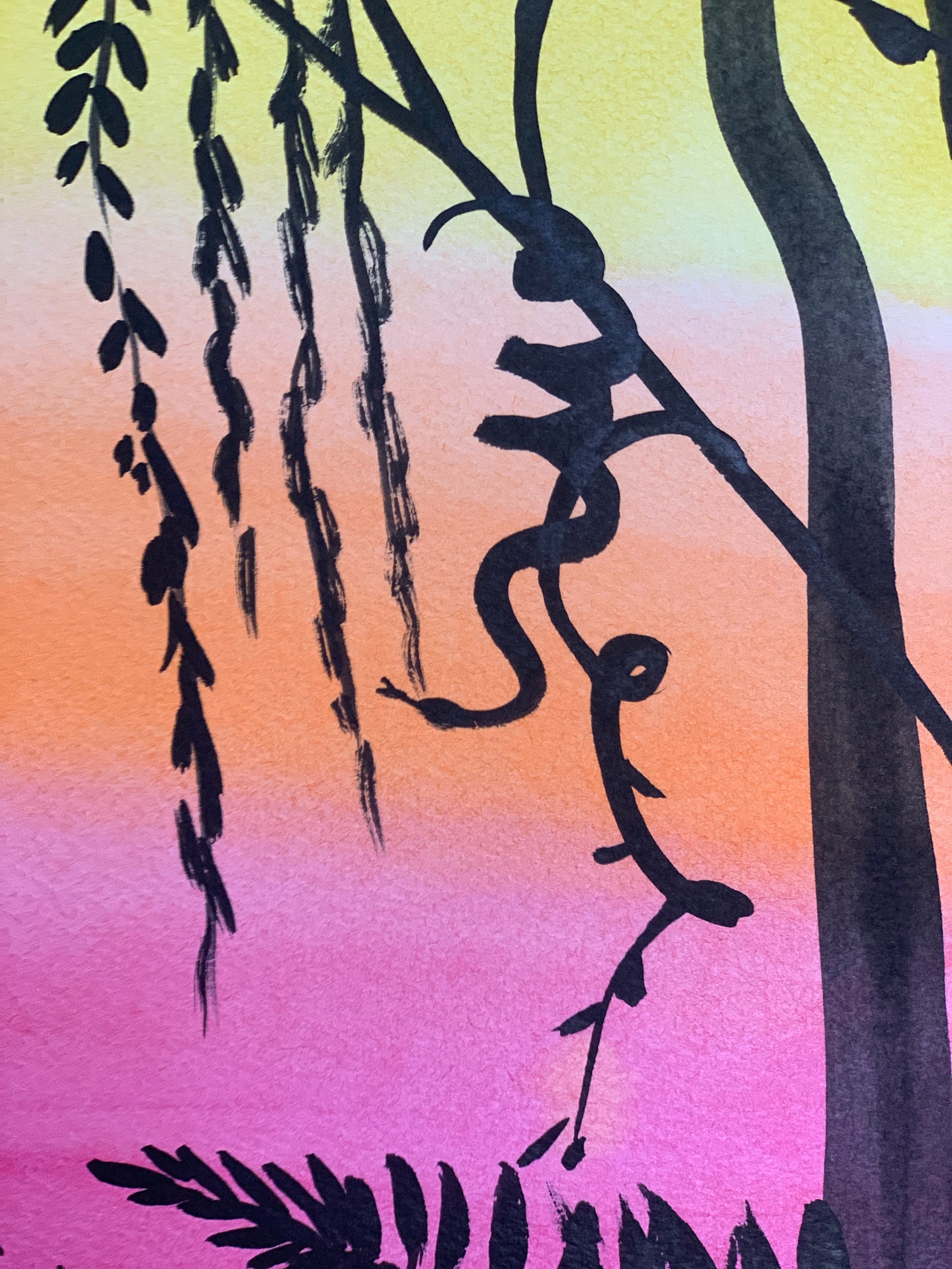 Jungle Silhouettes Original Jungle Wall Art Jungle Sunset - Etsy