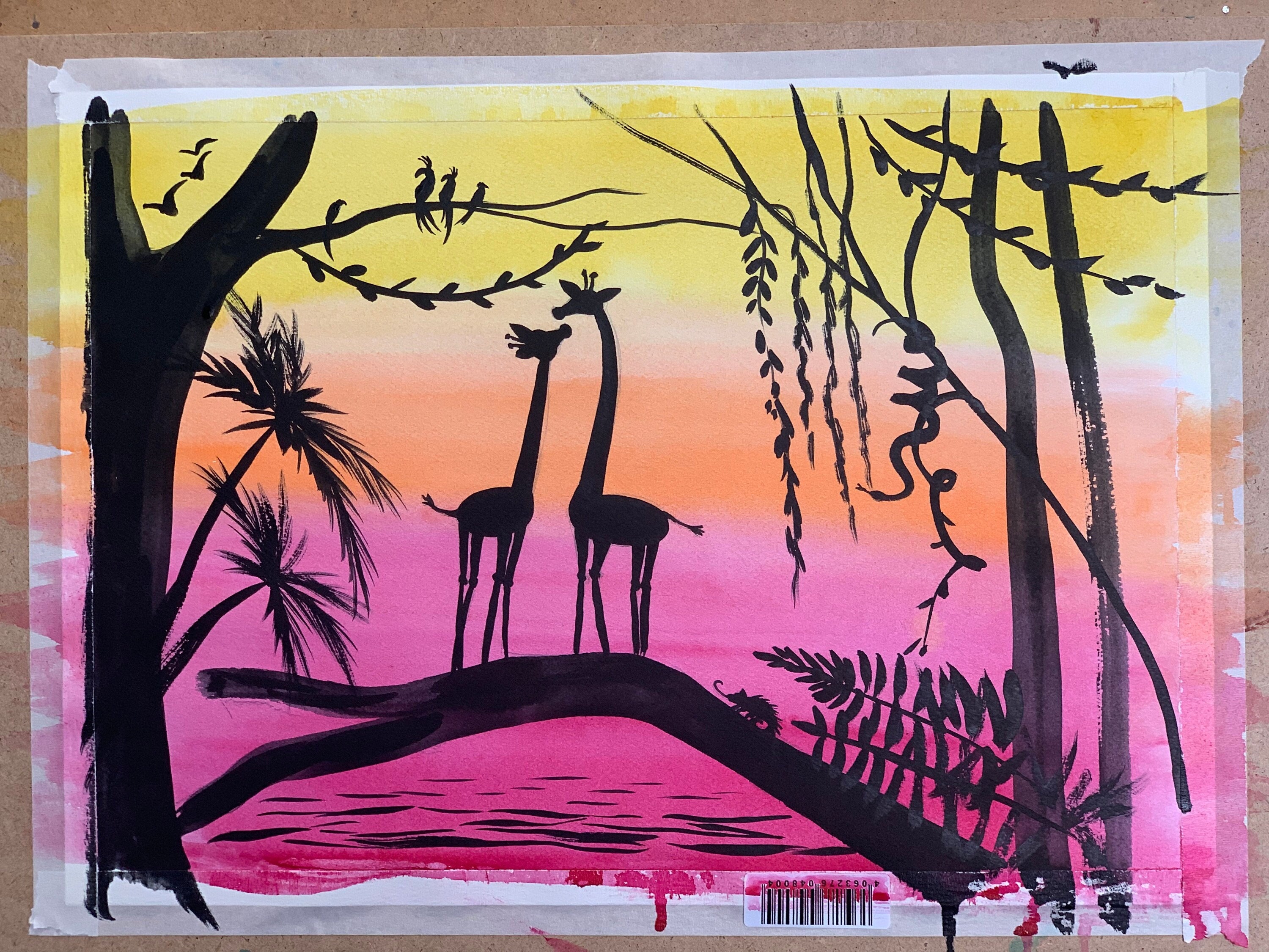 Jungle Silhouettes Original Jungle Wall Art Jungle Sunset - Etsy