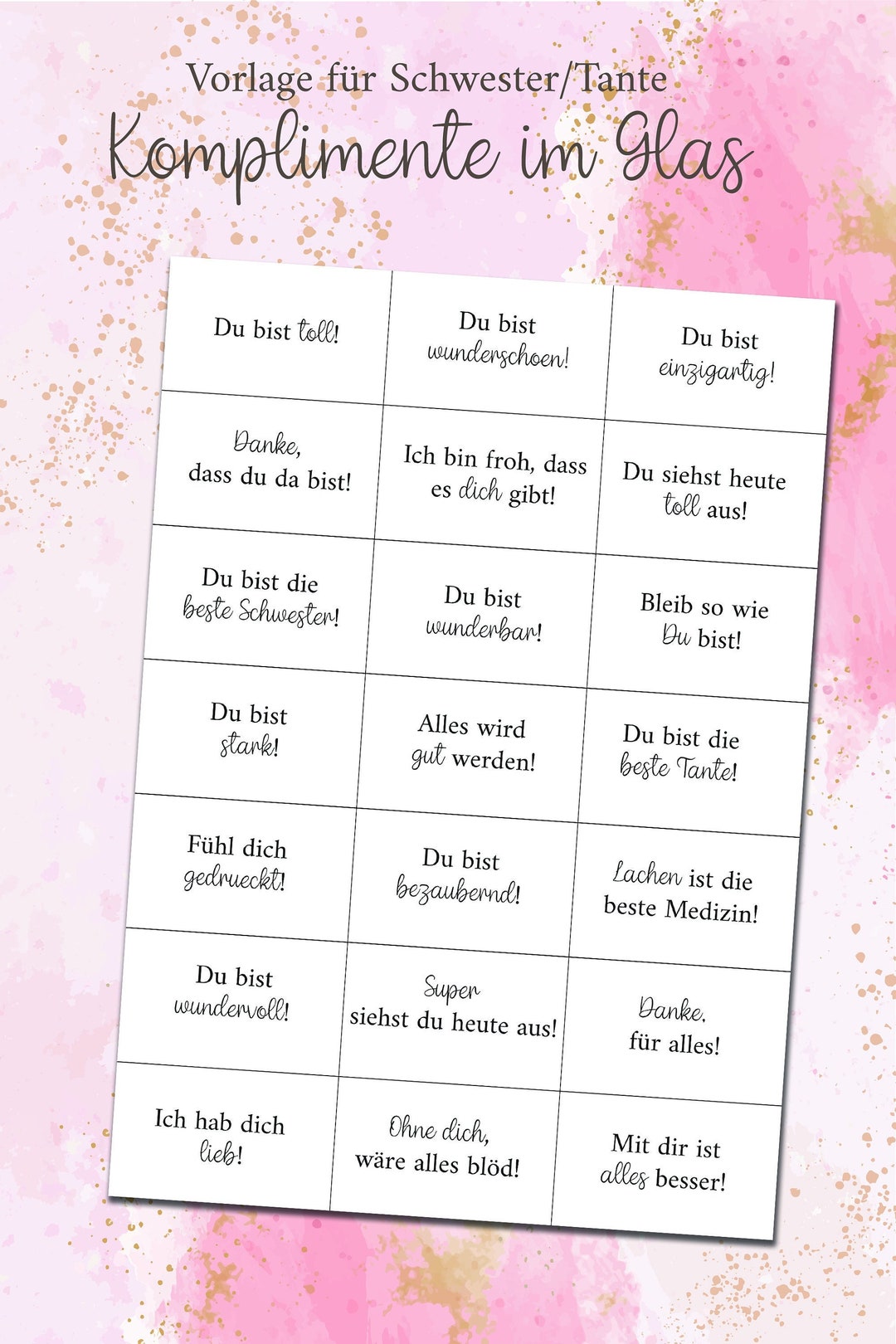 TEMPLATE Compliments in a Jar for Aunt/sister - Etsy