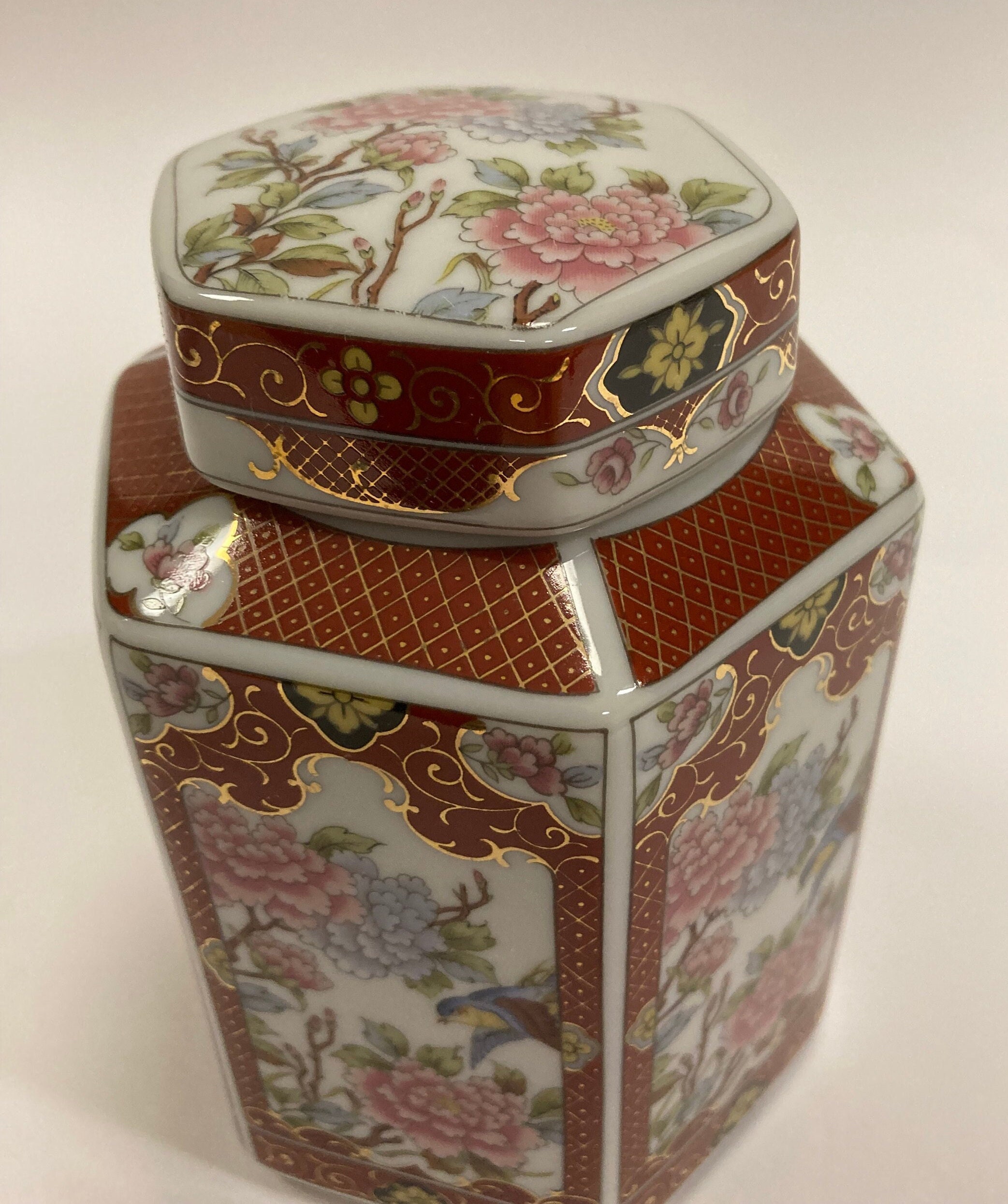 Beautiful Asian Oriental Chinese Tea Jar With Lid Flora and - Etsy