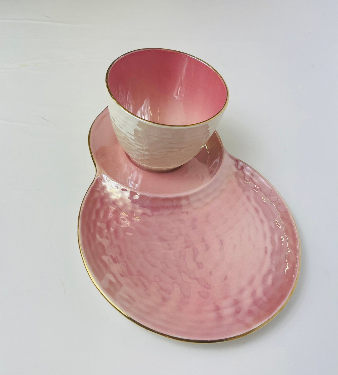 Pink Maling Lustre Ware Tennis Set, Pink Iridescent Cup & Saucer Set ...