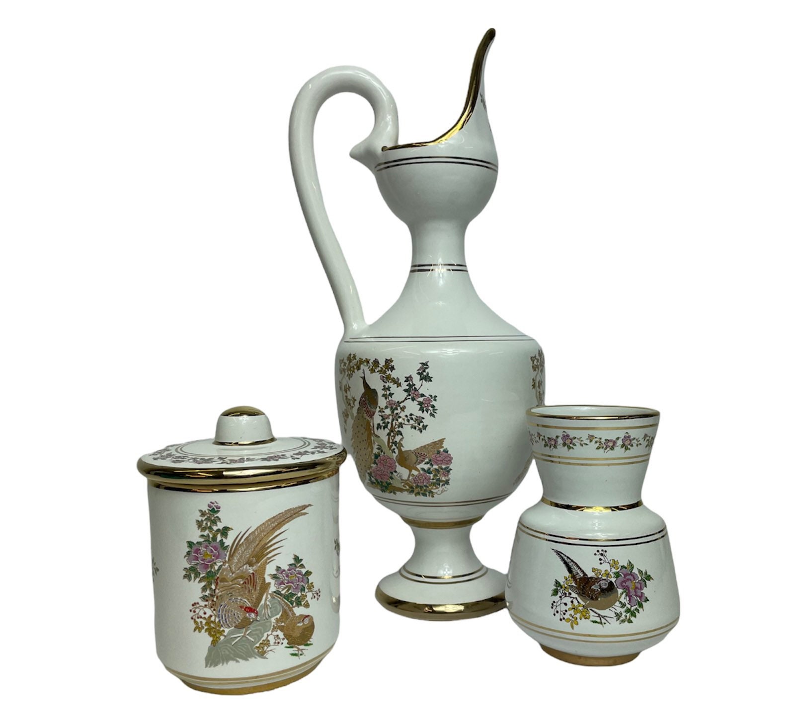 Vintage Greek 24k Gold Neofitou Hand Made Tea/coffe Set Pheasant and ...