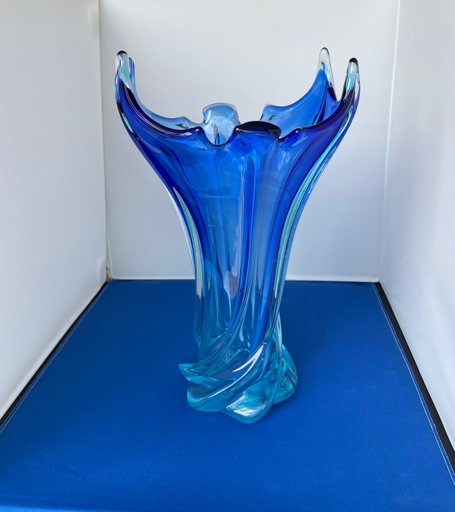 Murano Pointed Glass Vase Large/Heavy Handmade Freeform | Etsy