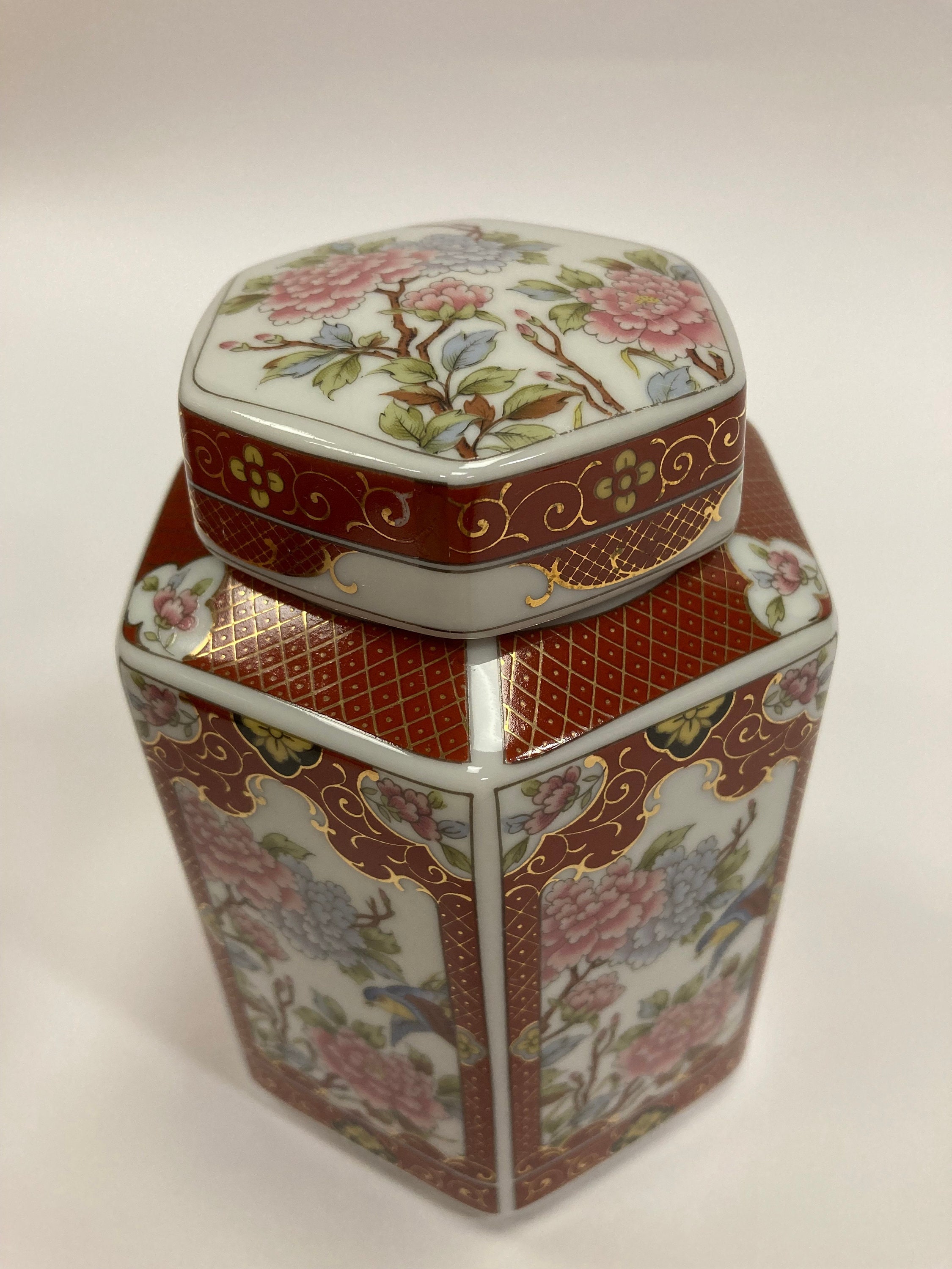 Beautiful Asian Oriental Chinese Tea Jar With Lid Flora and - Etsy