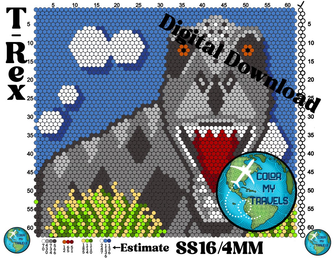T-rex Rhinestone Template 20oz Skinny Tumbler / Digital Only Download ...