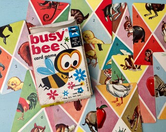 Vintage 1960s Educards Playing Cards Set Kids Game Paper Ephemera Games 60s Memory Match Busy ...