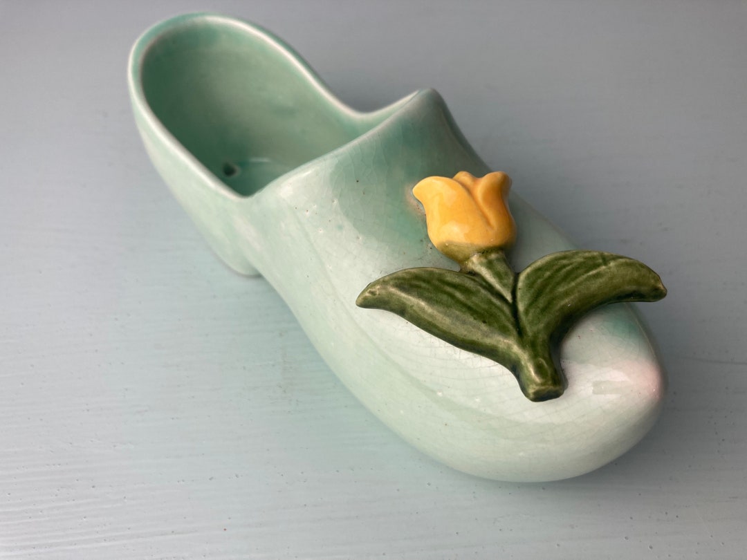 Vintage Ceramic Floral Dutch Shoe Clog Planter Wall Pocket Decor - Etsy