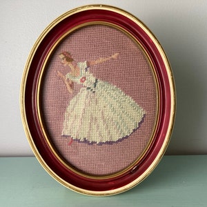 Vintage Framed Woman Needlepoint - Etsy
