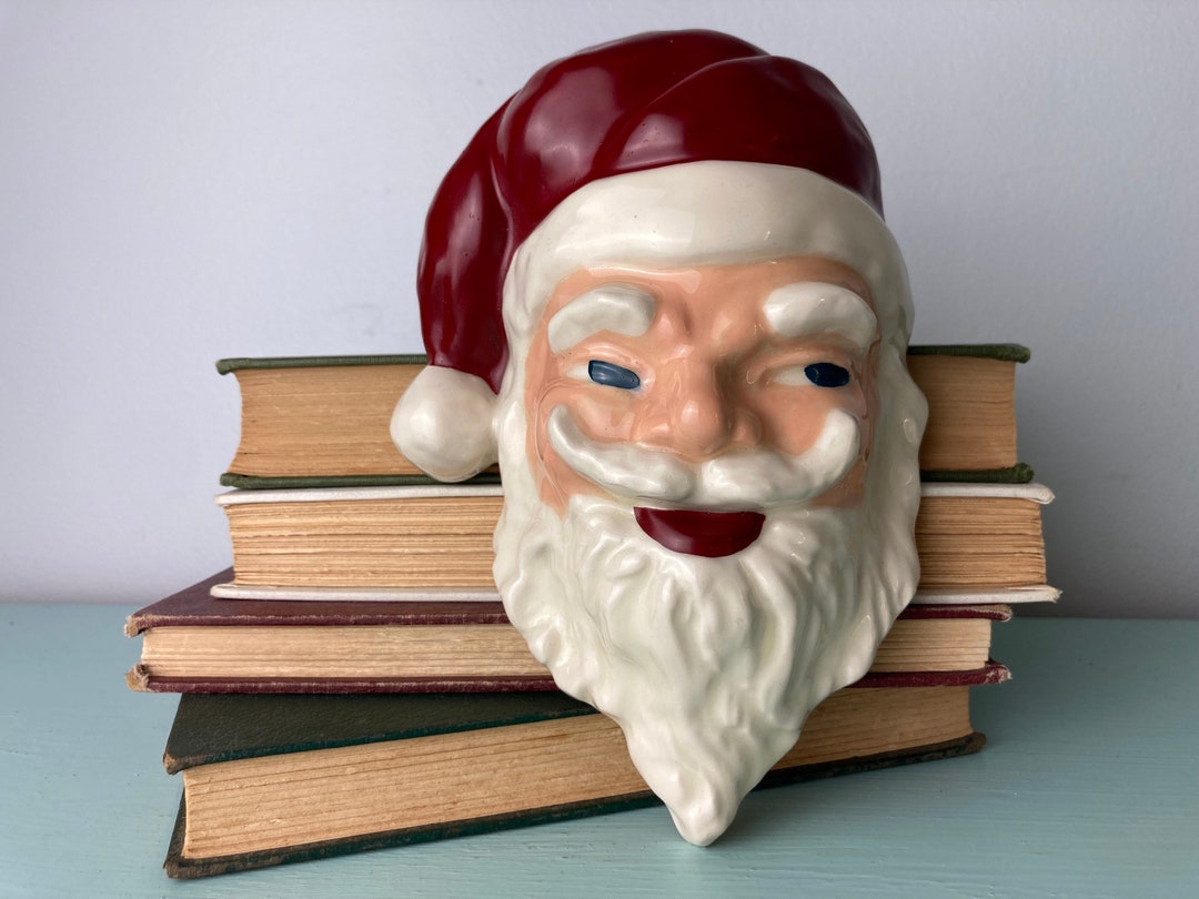Vintage Ceramic Santa Head Wall Hanging - Etsy