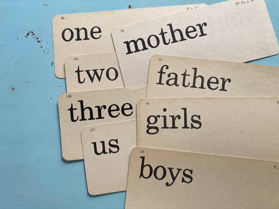 Vintage Vocabulary Family Flashcards Mother Father Girls Boys One Two ...