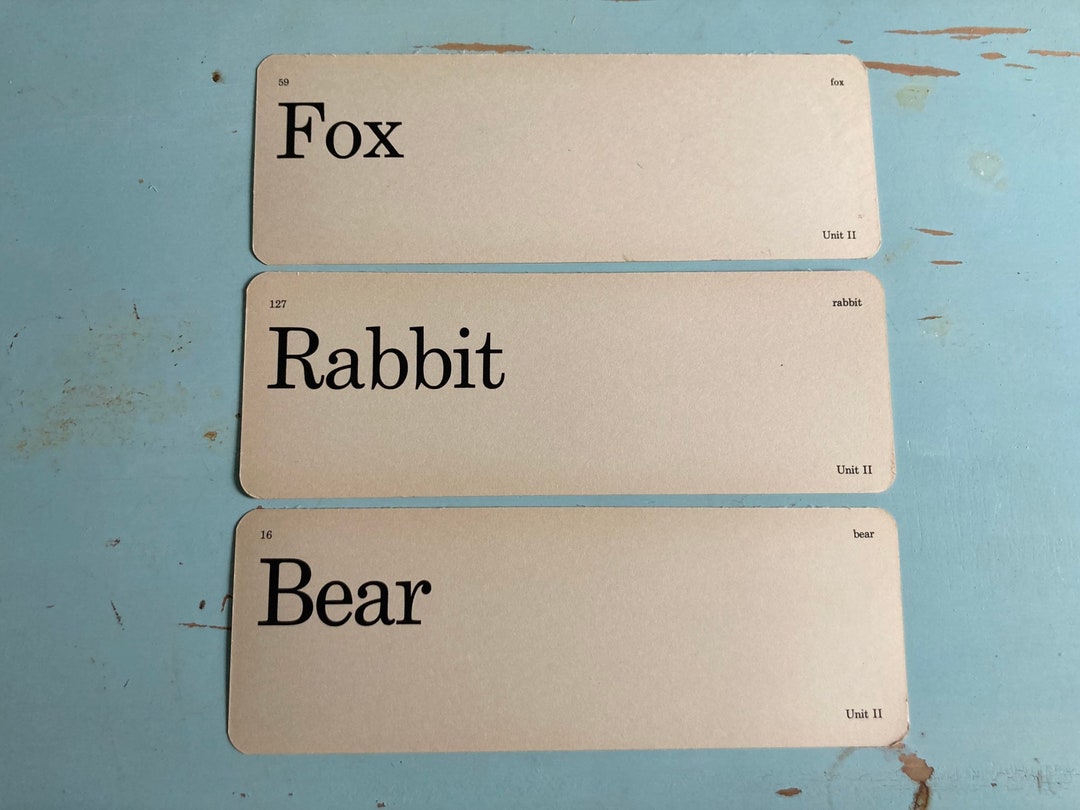 Vintage Vocabulary Animal Flashcards Fox Rabbit Bear Woodland - Etsy