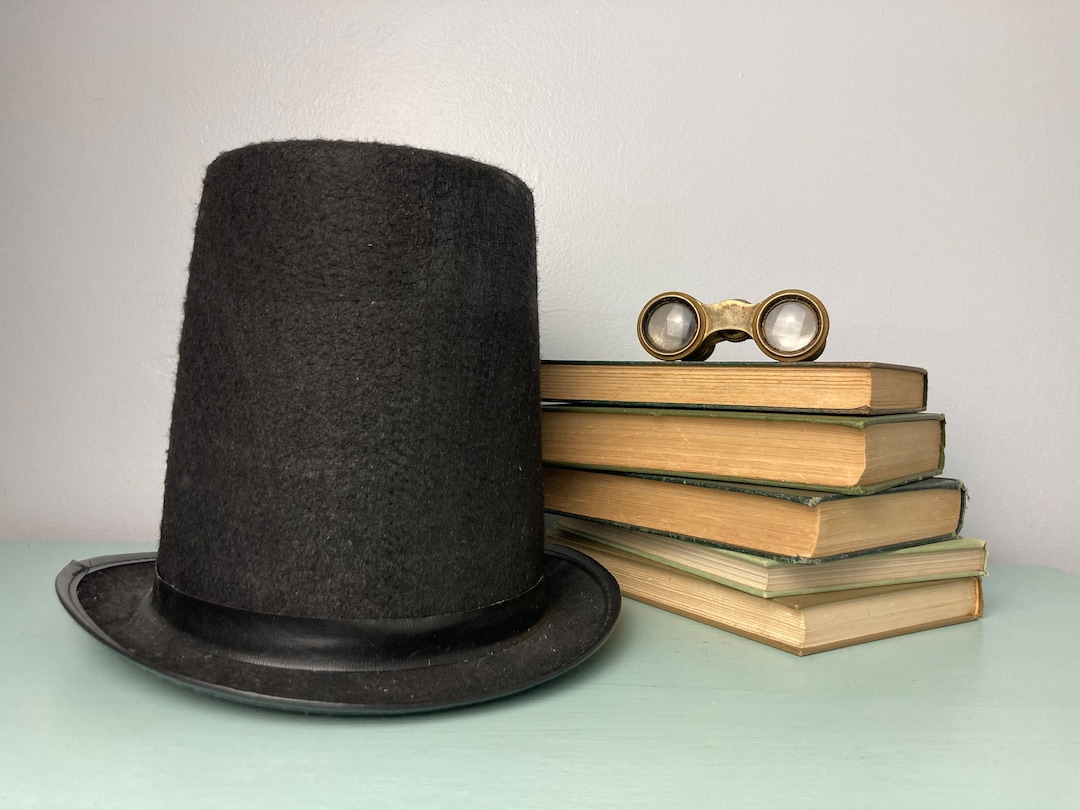Vintage Tall Black Top Hat - Etsy