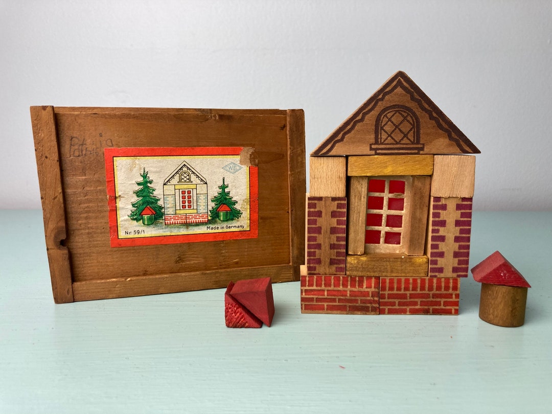 Vintage WE German Wooden House Building Block Kit - Etsy