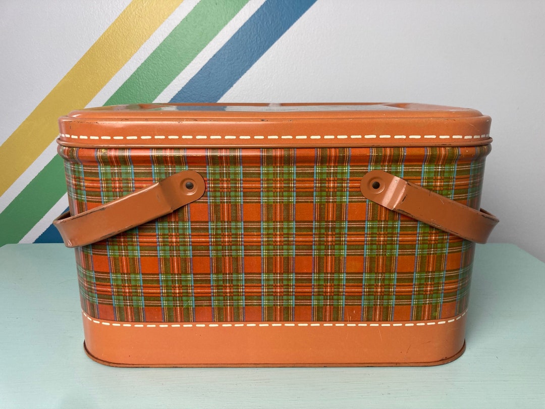 Vintage Tartan Plaid Tin Picnic Basket - Etsy