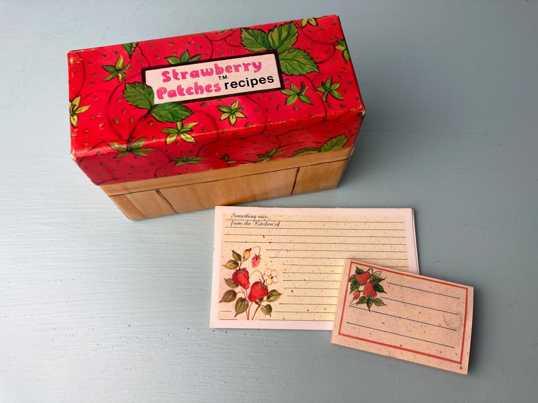 Vintage Strawberry Recipe Card Holder Box - Etsy