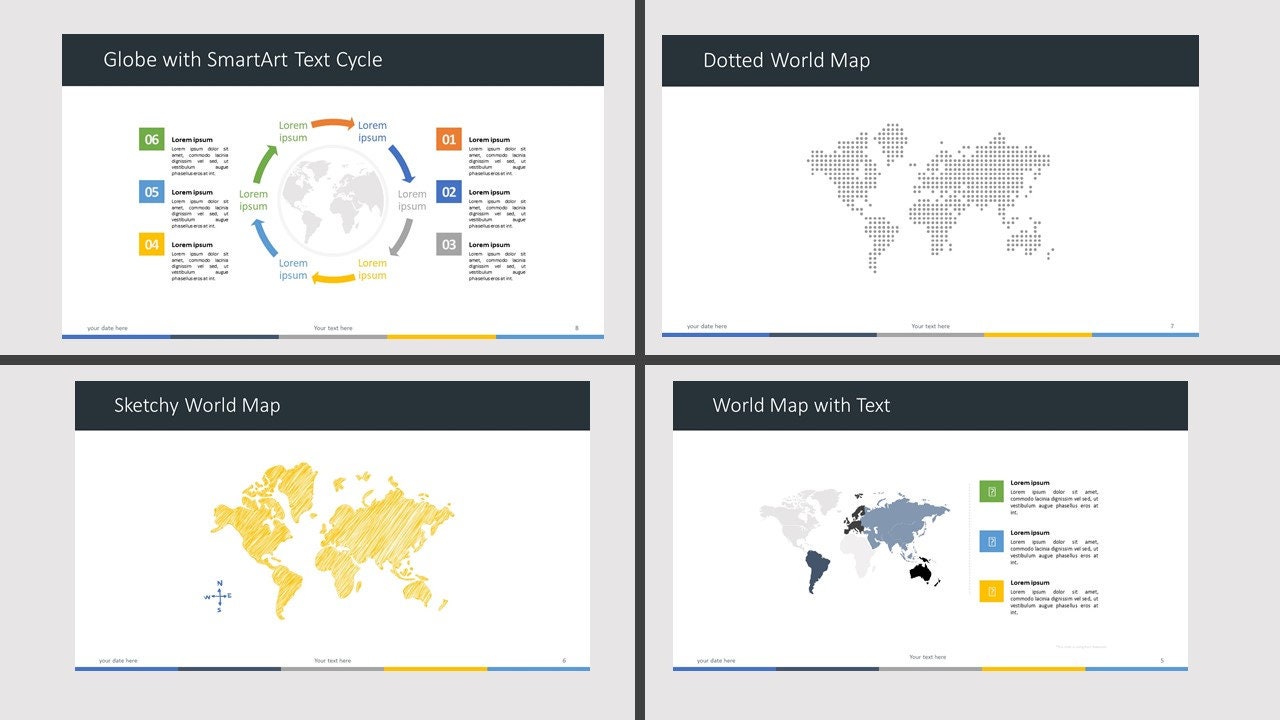 World Map Infographics Powerpoint Template | Professional PPTX ...